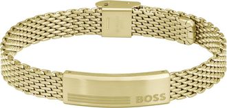 BOSS Jewelry Gliederarmband f&uuml;r Herren Kollektion ALEN aus Gelbgold mit einer Gravierten Plakette - 1580610