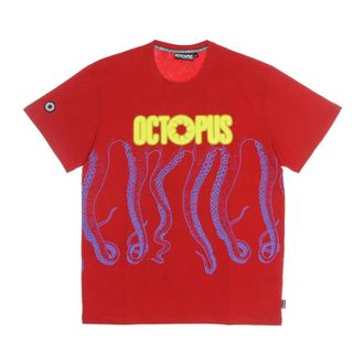 Octopus Rotes Blurred Tee Herren T-Shirt - - Tops - Herren - Rot - XL