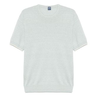 Fedeli Homme, Tops, Bleu, Taille: XL T-Shirt en Maille Lin et Coton