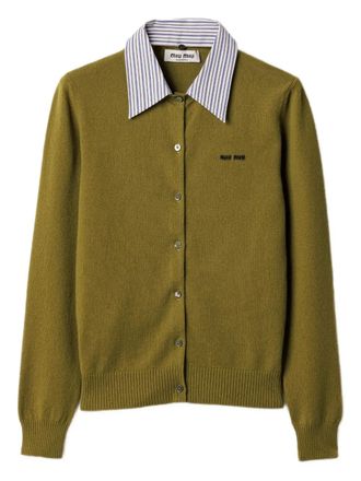 Miu Miu cardigan en cachemire à col détachable - Vert