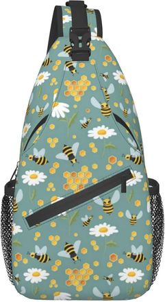 AOOEDM Cute Bee Sunflower Unisex Crossbody Rucksack Umhängetasche für Männer Frauen Eine Schulter Brusttasche für Fitnessstudio Sport Reisen Wandern