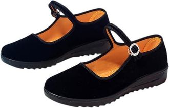 Generic Chaussures Mary Jane pour femme - Large largeur - Style d&eacute;contract&eacute; - Bout rond - Couleur unie - Antid&eacute;rapantes - Respirantes - Confortables - Balleri