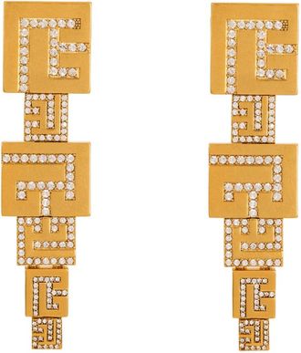 Balmain Femme, Accessoires, Jaune, Taille: ONE Size 3D PB pendant earrings with crystals
