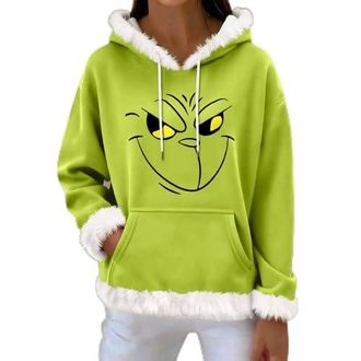 Generic Le Grinch Sweat A Capuche Femme 2025 Hiver Noël Pull Vêtements Chaud Pyjama Christmas Oversize The Sweatshirts Noel Moche Femmes Pulls Deguisement De 
