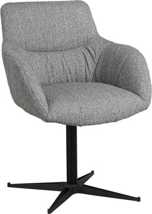 Novel Armlehnstuhl, Grau, Schwarz, Metall, Textil, Rundrohr, Drehkreuz, 63x85x66 cm, Stoffauswahl, Sitzfl&auml;che 360&deg; drehbar, Esszimmer, St&uuml;hle, Esszimmerst&uuml;h