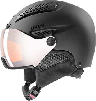 Uvex hlmt 600 Visor - robuster Skihelm für Damen und Herren - individuelle Größenanpassung - mit Visier - Black matt - 57-59 cm