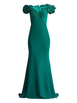 Tadashi Shoji robe longue froncée - Vert