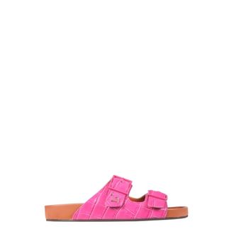 L'autre Chose Flache Sandalen mit Schnallenpr&auml;gung - - Shoes - Damen - Rosa - 37 EU