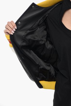 Off-white Zweifarbige Leder-Bomberjacke 2013 mit kontrastierenden Applikationen Off-White