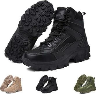 Generic Bottes de travail en cuir pour homme avec soutien de la vo&ucirc;te plantaire - Chaussures de randonn&eacute;e imperm&eacute;ables anti-crevaison, Noir A, 40 2/3 EU