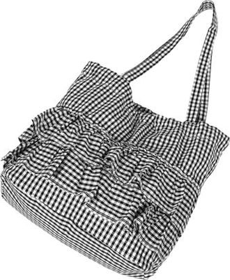 Frcolor Sac à Main Femme Toile à Carreaux avec Grand Sac Fourre-tout Canvas Résistant Design Spacieux pour Travail Voyage et Shopping Noir