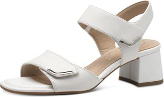 Tamaris Comfort Damen Sandalen mit Absatz aus Leder mit Blockabsatz, Weiß (White Nappa), 38 EU