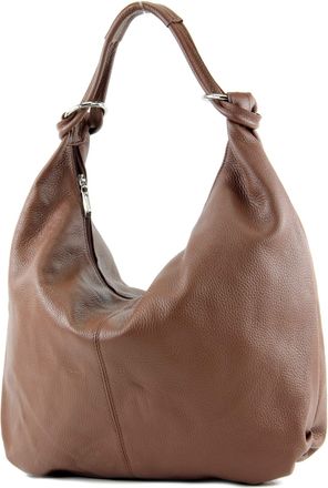 modamoda.de 337 Damen Leder Schultertasche Shopper Large handmade in Italy, Farbe:Schokoladenbraun