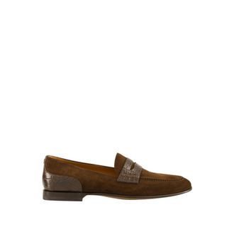 Dolce & Gabbana Split-Kalbsleder- und Alligator-Slipper - - Shoes - Herren - Braun - 43 EU