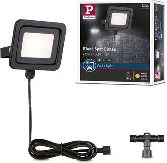 Paulmann 94585 Park + Light LED Außenleuchte Fluter Bimea IP65 eckig incl. 1x4,5 W Warmweiß Schwarz Außen Metall Garagenlicht 3000 K