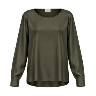Marella Chemise en satin extensible Emmedro - Femme - Blouses et Chemises - Vert - Taille: 40 FR