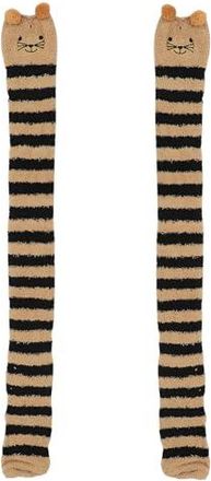 BESPORTBLE SUPVOX Chaussettes Longues en Polaire Corail pour Femme Bas Chauds JusquAux Genoux Couleur Noir et Caf&eacute; Ray&eacute; 1 Paire de Chaussettes DHiver Douces et C