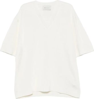Ami Homme, Pulls, Blanc, Taille: L Short Sleeves V Neck Sweater
