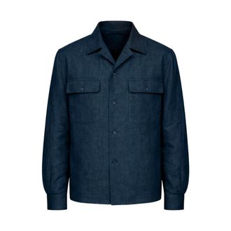 BRIGLIA 1949 Hemdkragen Knopfleisten-Jacke - - Shirts - Herren - Blau - S