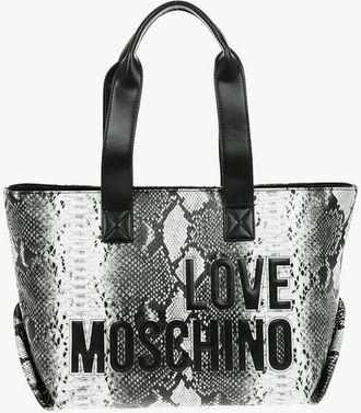Moschino LOVE Snake Effect Faux Leather Tote Bag size Unica