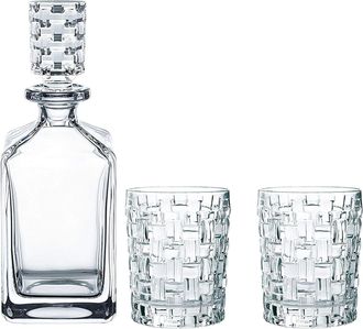 Nachtmann 3-teiliges Whisky Set, Karaffe 750 ml mit 2 Whiskygläsern 330 ml, Bossa Nova, 101095, Whisky Geschenkset aus Kristallglas, spülmaschinenfest