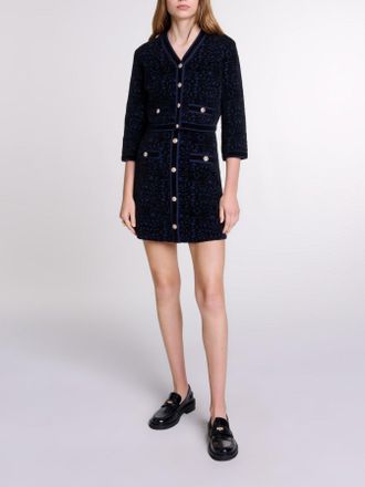 Maje 2-in-1-kleid Aus Samtigem Strick - Noir/marine - Gr&ouml;&szlig;e 40 - Maje