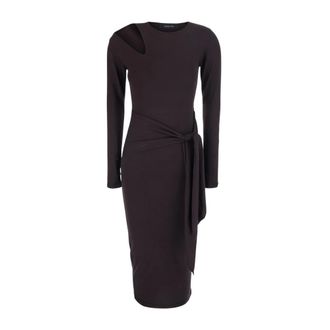 Federica Tosi Kleid mit Bindeg&uuml;rtel und Cut-Out-Details in Midi-L&auml;nge - - Dresses - Damen - Braun - XS
