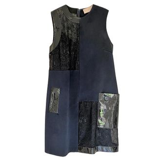 Christopher Kane Colour Block Lace & Leather Panelled Sleeveless Dress Size M