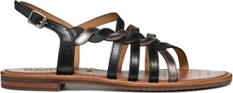 Geox Damen D Sozy S D Flat Sandal, Black/Leather, 39 EU