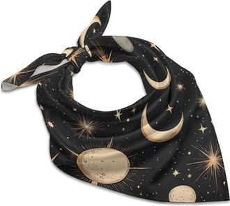 Generic Sun Moon Écharpe carrée en soie légère pour cheveux respirante Cadeau pour homme et femme, multicolore, 60x60cm