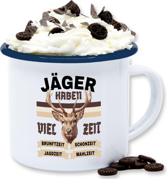 Shirtracer Emaille Tasse Blechtasse - Jäger haben viel Zeit I Jagen Geschenk Jagd Geschenk Jägerprüfung I Weihnachtsgeschenke Jäger Geschenke Geburtstag I Lustig