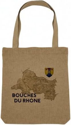 Fabulous Sac Shopping Tote Bag Aspect Lin - Bouches du Rh&ocirc;ne 13 Marseille Departement Carte Ancienne PACA - Sac de Courses Toile Epaisse 360g Beige Naturel Cab