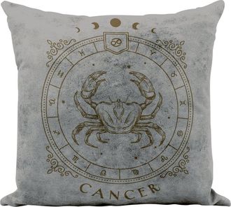 Fabulous Kissen aus Kunstleder, Grau - Krebs Cartomancie Sternzeichen Sternzeichen Sternzeichen Tarot - 40 x 40 cm - Leder-Haptik - Bezug und Kissen inklusive