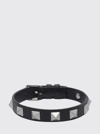 Valentino Garavani Bracelet Rockstud en cuir martel&eacute; avec fermeture &agrave; boucle