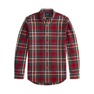 Polo Ralph Lauren Custom-Fit Kariertes Geb&uuml;rstetes Oxford-Hemd - - Shirts - Herren - Rot - XL