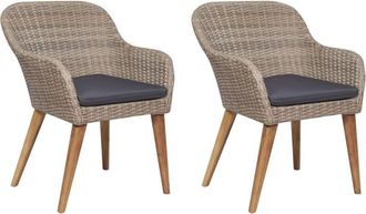 vidaXL Vidaxl - Ensemble de 2 chaises Polyrattan &eacute;l&eacute;gantes des ext&eacute;rieurs avec diff&eacute;rentes couleurs coussins couleur : marron