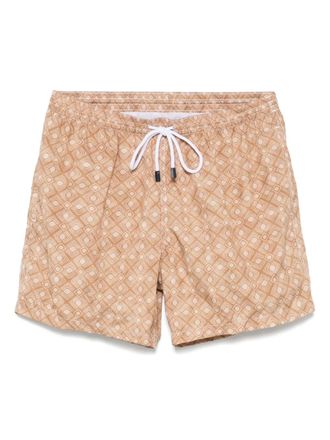 Barba Badeshorts mit geometrischem Print - Nude