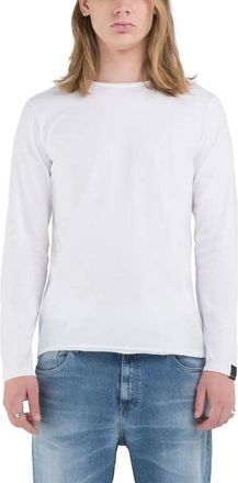 Replay Herren Langarmshirt aus Baumwolle, Wei&szlig; (White 001), L
