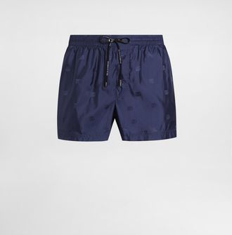 Dolce & Gabbana Kurze Swim-boxershorts Aus Logo-jacquard - Mann Beachwear Blue 4