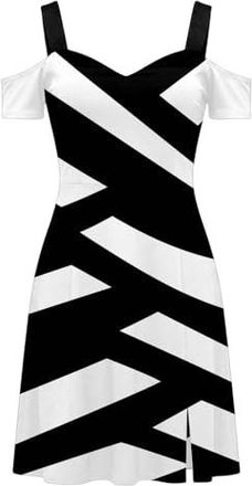 Generic Robes amincissantes &agrave; &eacute;paules d&eacute;nud&eacute;es - Imprim&eacute; floral - Robe moulante &agrave; manches &eacute;l&eacute;gantes - D&eacute;contract&eacute;e - Tenue de f&ecirc;te d&eacute;t&eacute; d&eacute;contract&eacute;e - Coupe a