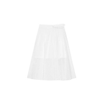 Msgm Msgm, Femme, Jupes, Blanc, Taille: 36 FR Jupe Midi en Popeline avec Broderie Sangallo