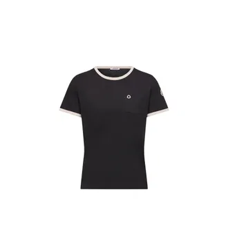 Moncler Moncler T-shirt En Coton &Agrave; Logo Brod&eacute;, Femme, Noir, Taille: Xl