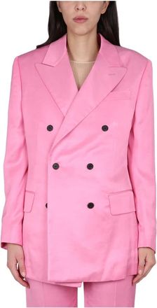 Tom Ford Femme, Vestes, Rose, Taille: 38 FR Soft Fluid Twill Boyfriend DB Jacket