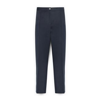 Elena Miro Gerade geschnittene Hose aus Stretch-Satin - - Trousers - Damen - Blau - 7XL
