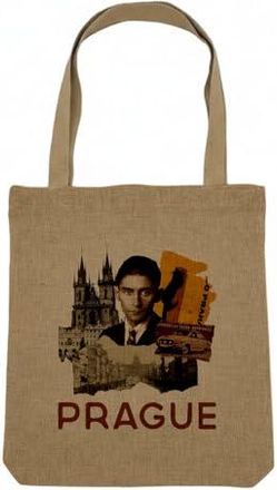 Fabulous Sac Shopping Tote Bag Aspect Lin - Prague Vintage Voyage Tch&eacute;quie Carte Postale - Sac de Courses Toile Epaisse 360g Beige Naturel Cabas Port&eacute; Epaule S