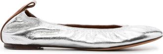 Lanvin Femme, Chaussures, Gris, Taille: 38 EU Ballerine en cuir m&eacute;tallis&eacute;