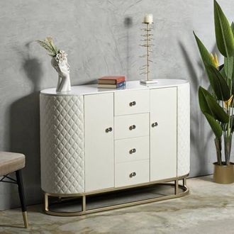 Dmora Anrichte Pajeu 120x40x85 cm Wei&szlig; 4 Schubladen 2 T&uuml;ren, Sideboard