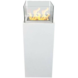 Dmora Bioethanol-Kamin Airasca, &Ouml;kologischer Kamin, Rauchfreies Feuer, Heizung mit Ethanol, Made in Italy, 40x40 h115 cm, Wei&szlig; - Dmora