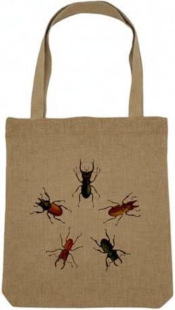 Fabulous Sac Shopping Tote Bag Aspect Lin - Scarab&eacute;es Pentagone Insectes Biologie Illustration Ancienne - Sac de Courses Toile Epaisse 360g Beige Naturel Cabas