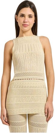 Patrizia Pepe Femme, Pulls, Beige, Taille: 42 FR Pull avec effet crochet